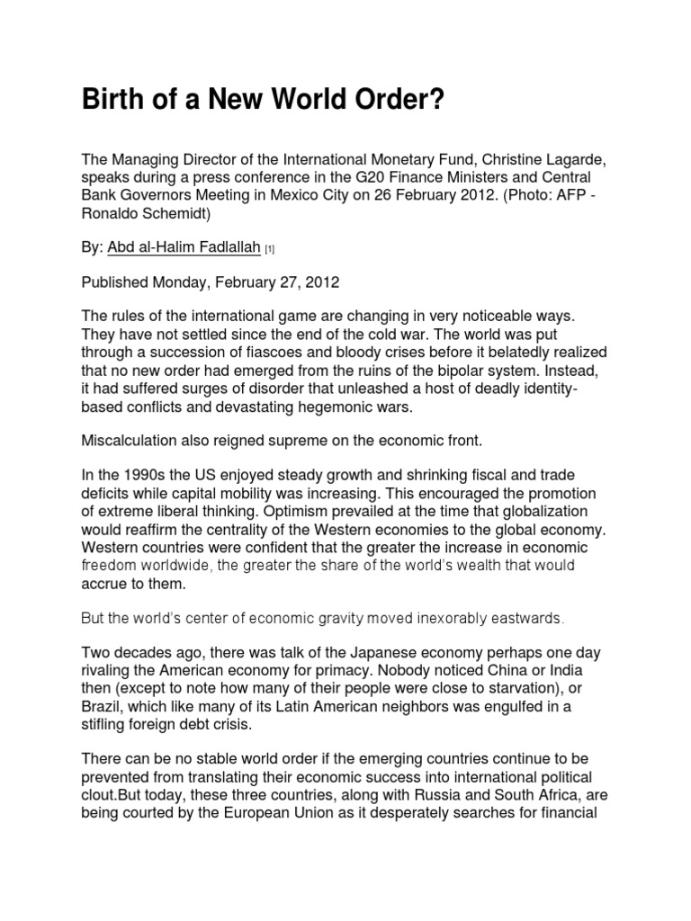 Birth of A New World Order | PDF | New World Order (Politics ...