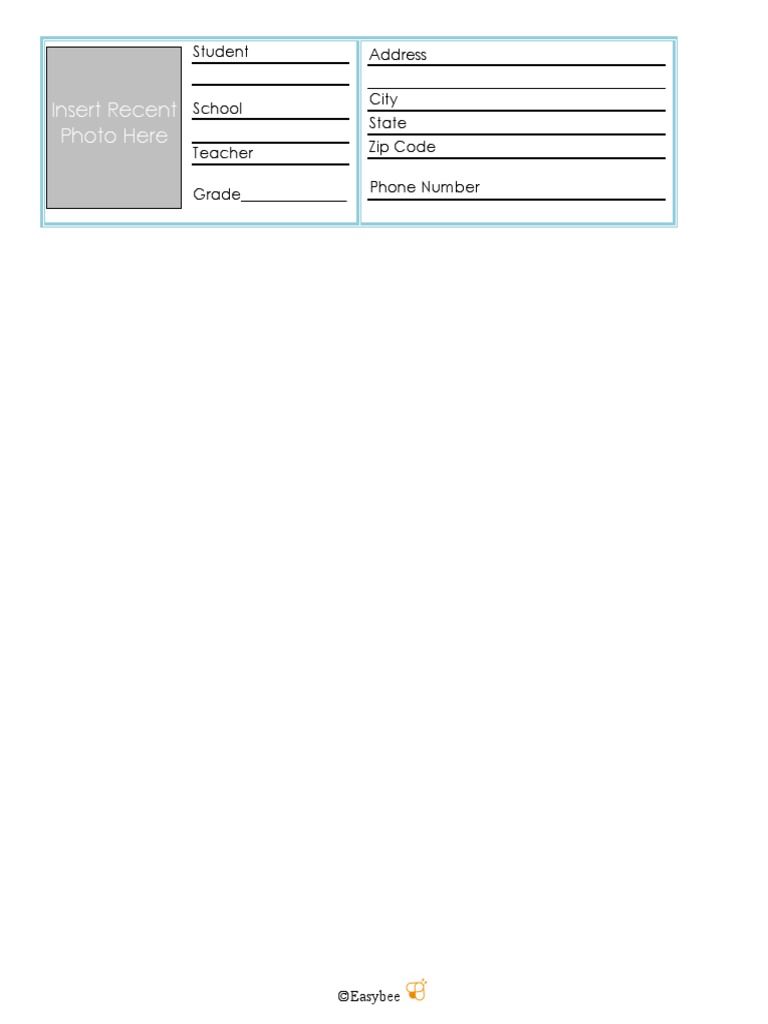Easybee Child ID School Template | PDF