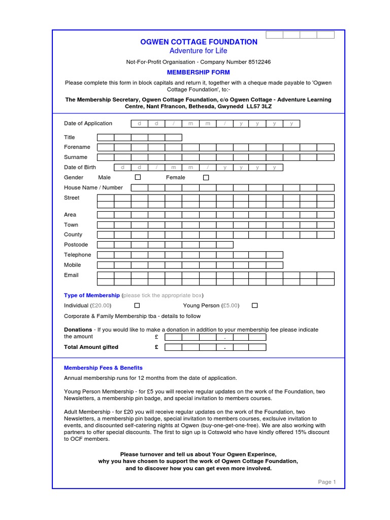 OCF MembershipForm PDF | PDF | Society | Charity