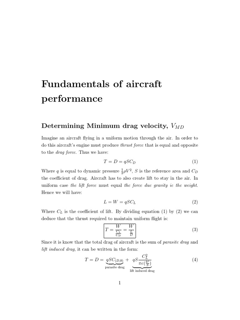 Minimum Drag Velocity Explained | PDF | Drag (Physics) | Lift (Force)