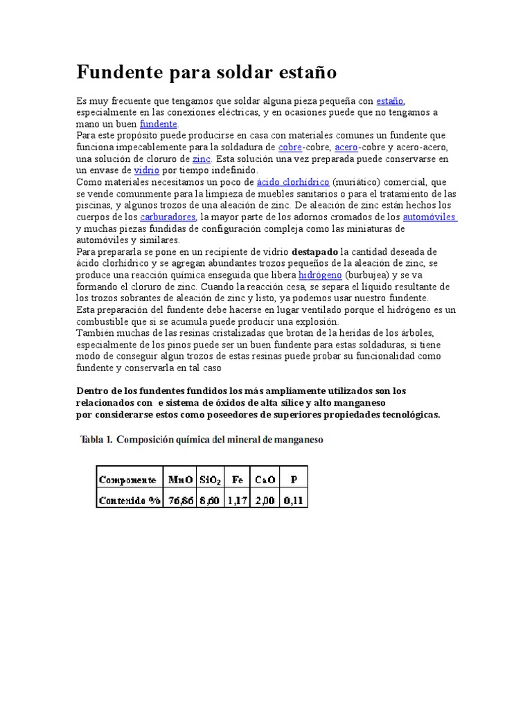 Fundente Casero para Soldar Estaño | PDF | Aleación | Soldadura