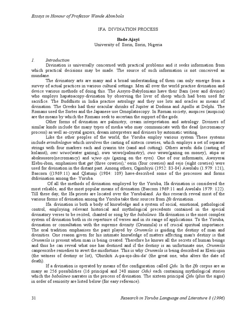 An In-Depth Exploration of Divination Practices Among the Yoruba People ...