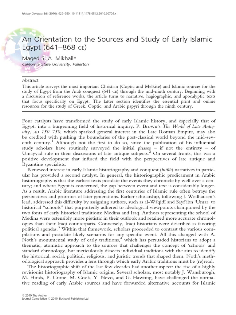 Maged S. A. Mikhail: Orientation Sources Early Islamic Egypt | PDF ...