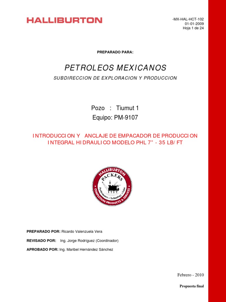Aparejo de Produccion PHL Packer 7 - Tiumut 1 - Final - 3475M | PDF ...