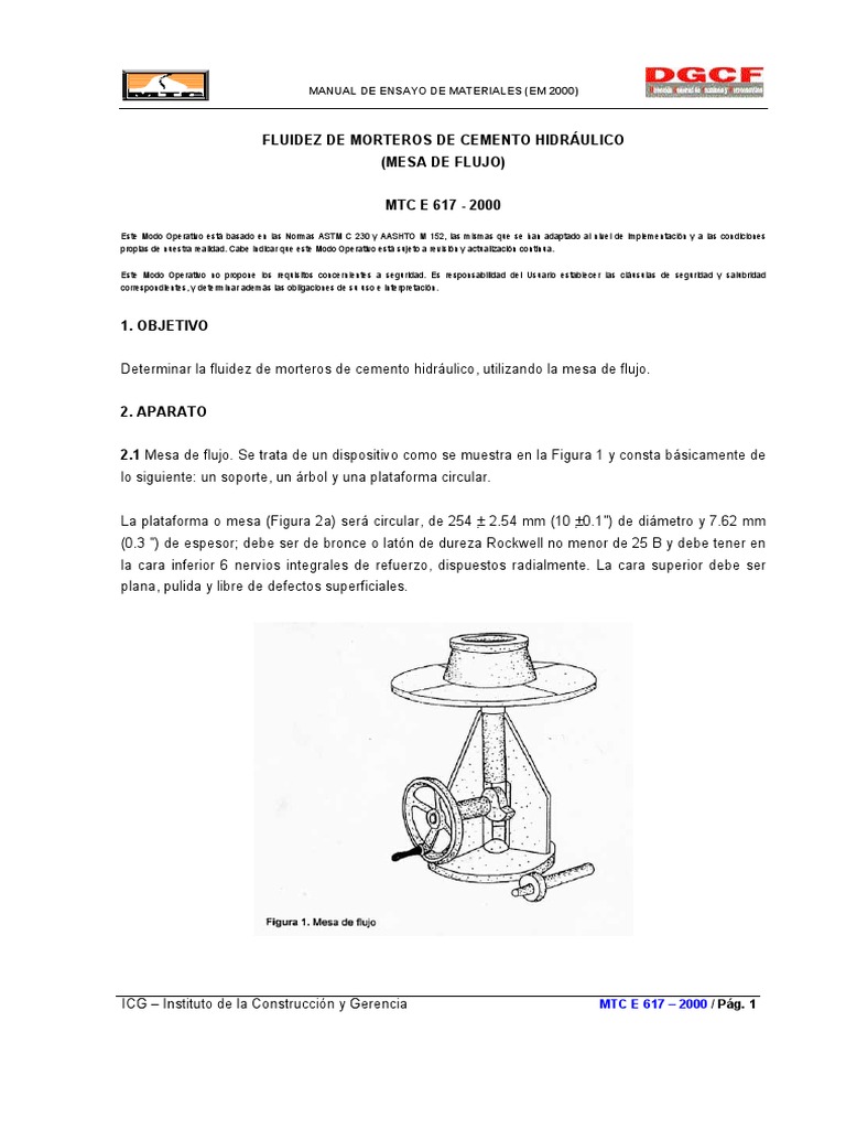 AASHTO M 152 Y ASTM C 230-Fluidez de Morteros CH-Mesa de Flujo | PDF ...