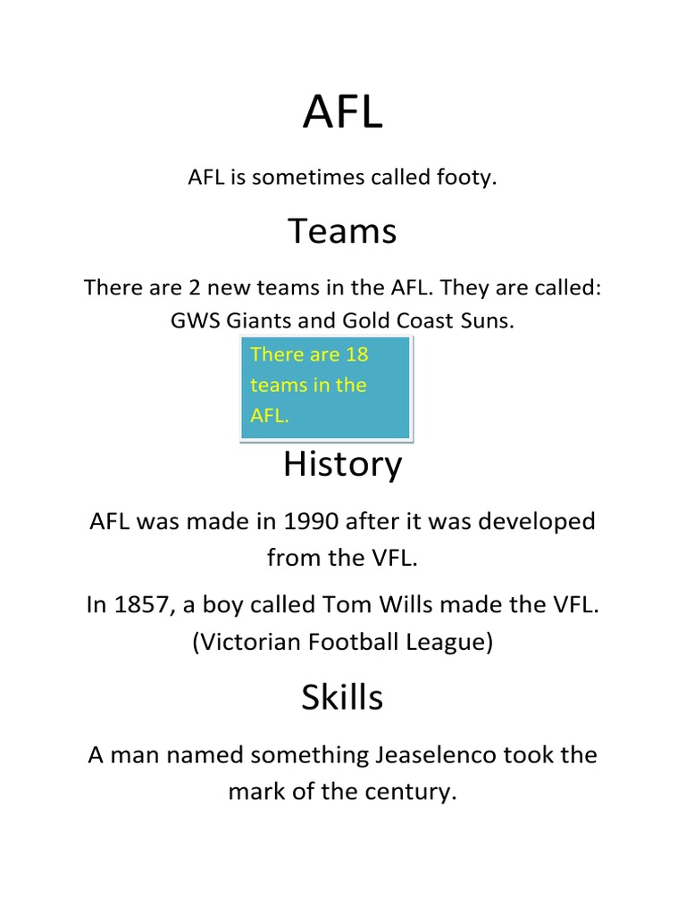 Overview of AFL Teams and History | PDF | History