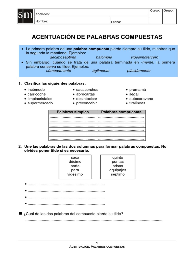 Acentuación de Palabras Compuestas | PDF