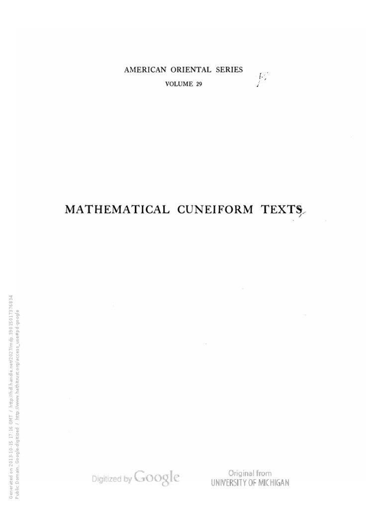 Mathematical Cuneiform Texts | PDF | Decimal | Fraction (Mathematics)