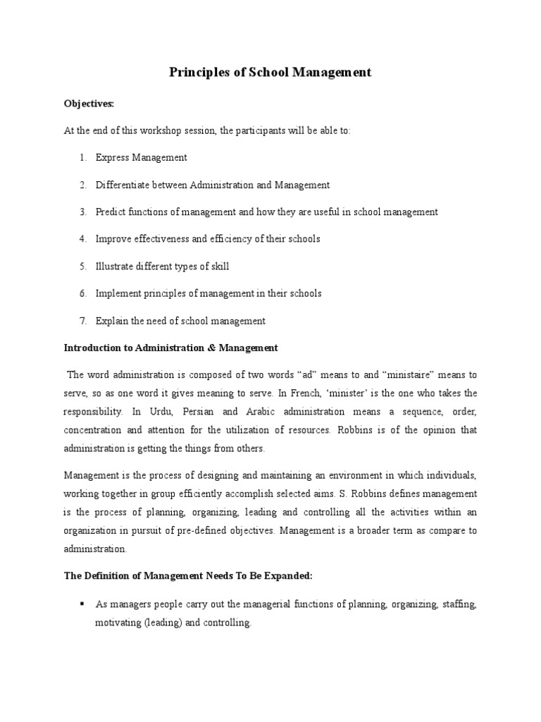 Principles of Effective School Management | PDF