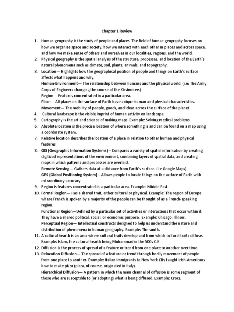 Chapter 1 Human Geography Review | PDF | Geography | Map