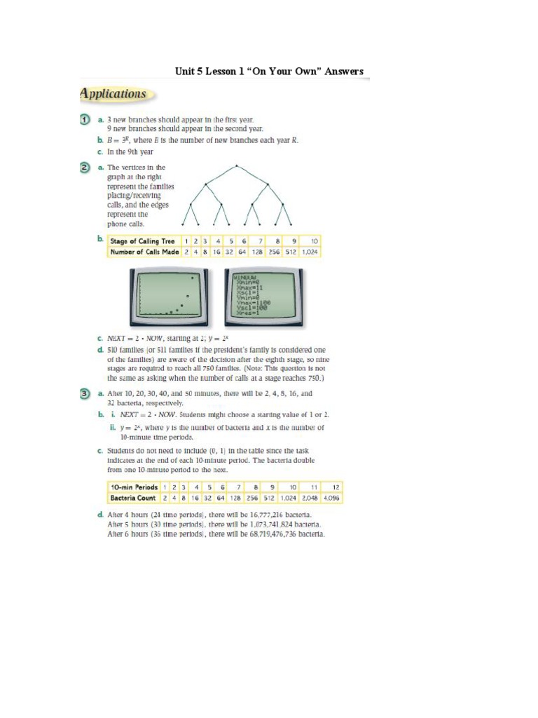 Unit 5 Lesson 1 Answers Guide | PDF