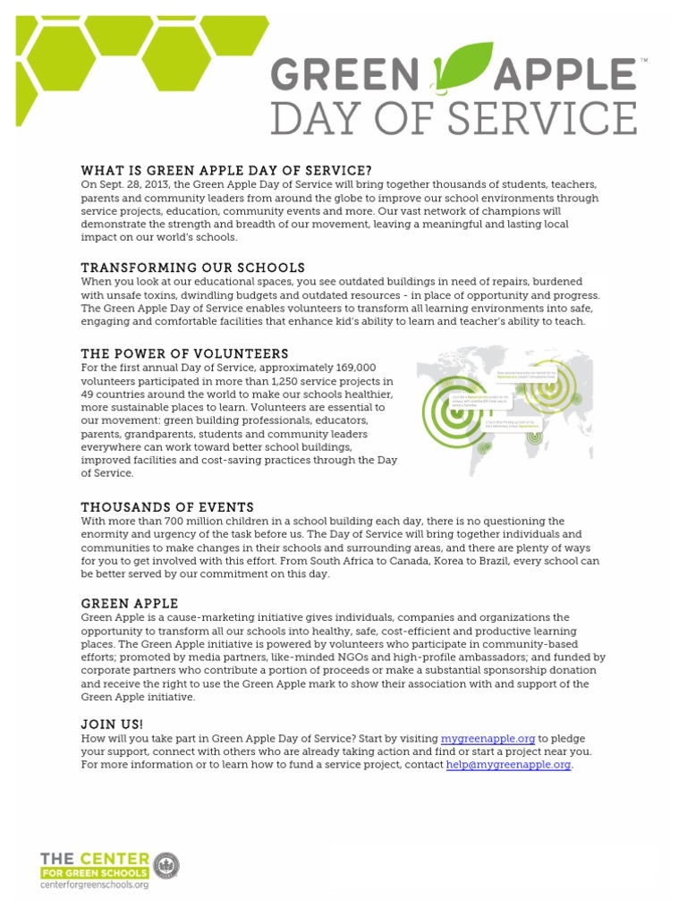 About Green Apple Day of Service 2013 | PDF | Volunteering | Public Sphere