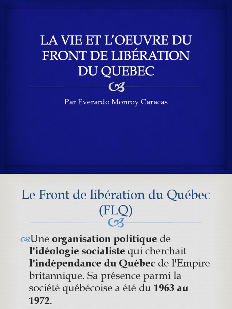 La Vie Et L'oeuvre Du Front de Libération Du Quebec | PDF | Québec | Canada