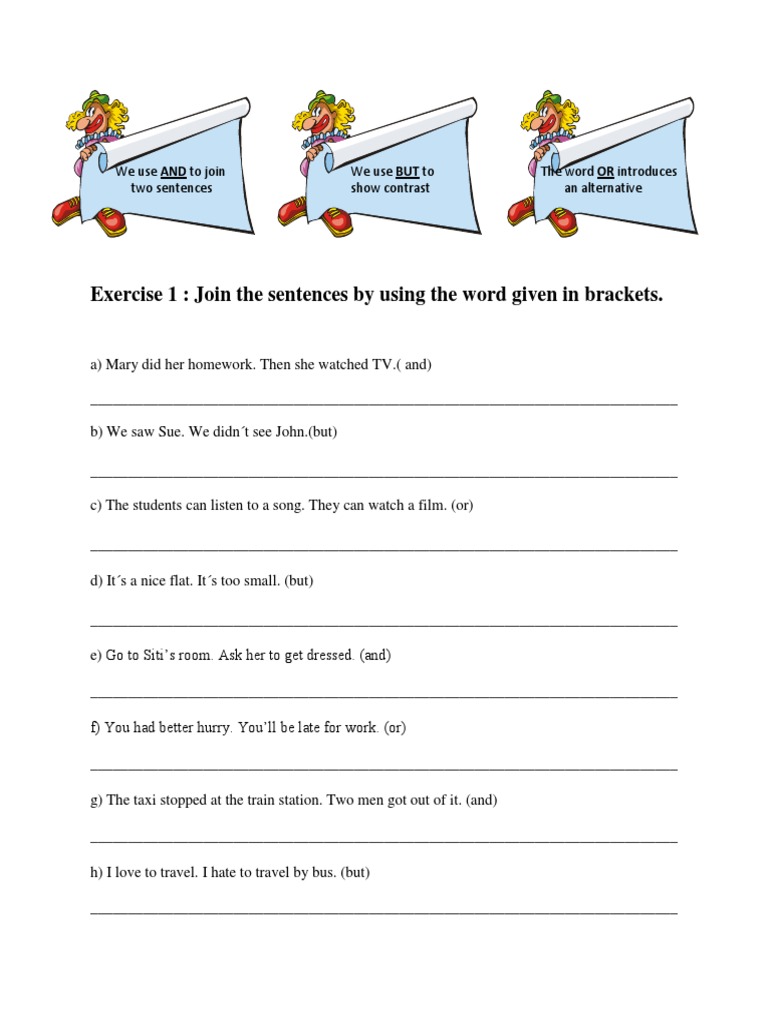 Conjunctions: Joining Sentences Worksheet | PDF