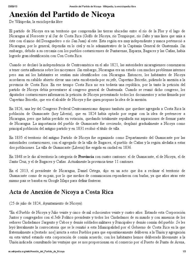 LA VERDAD HISTÓRICA SOBRE LA ANEXIÓN DE GUANACASTE | PDF | Costa Rica ...