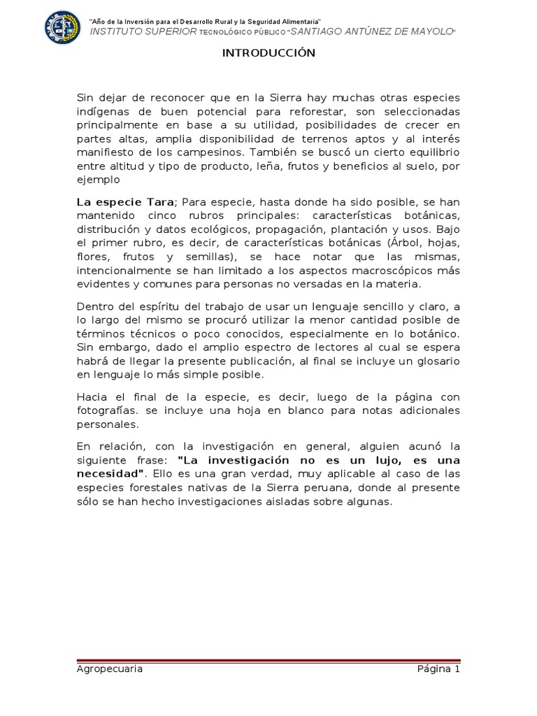 Tara Monografia | PDF | Siembra | Fruta