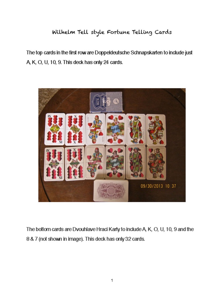 Wilhelm Tell Fortune Telling Cards | PDF | Playing Cards | Gaming Devices