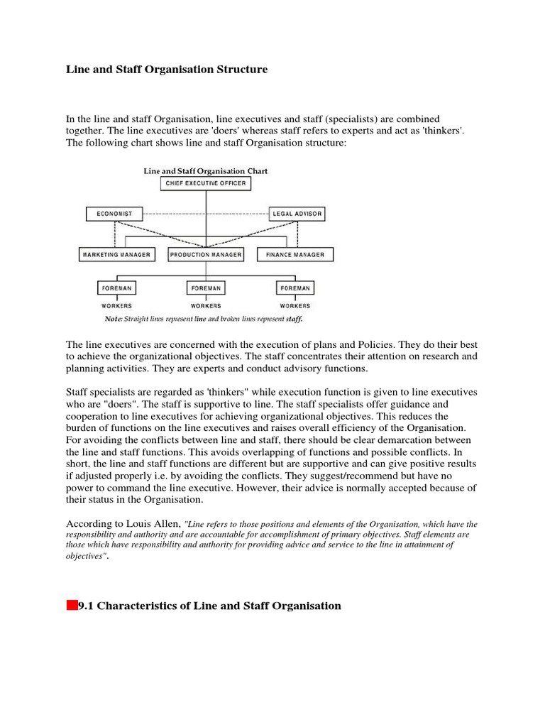Line and Staff Organisation Structure | PDF | Staff (Military) | Hierarchy