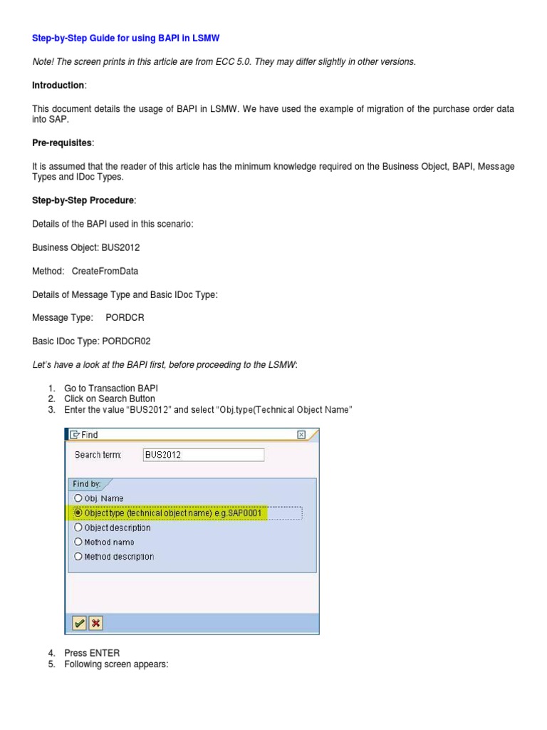Using Bapi in LSMW | PDF | Computer File | Computer Programming