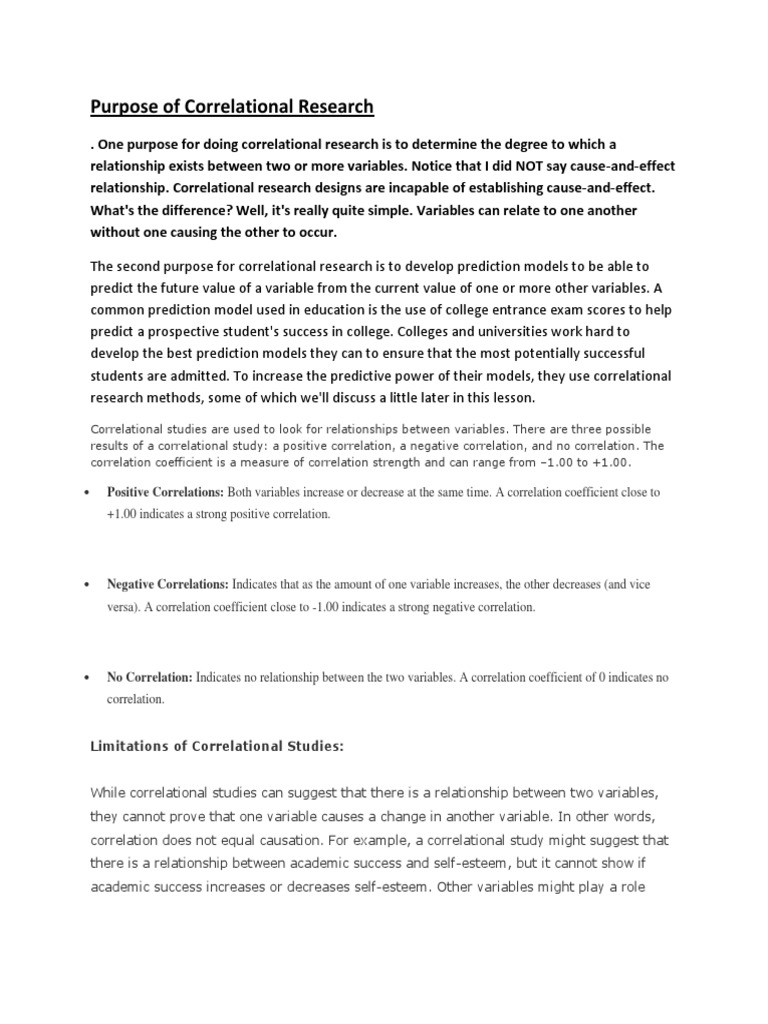 Purpose of Correlational Research | Correlation And Dependence | Prediction