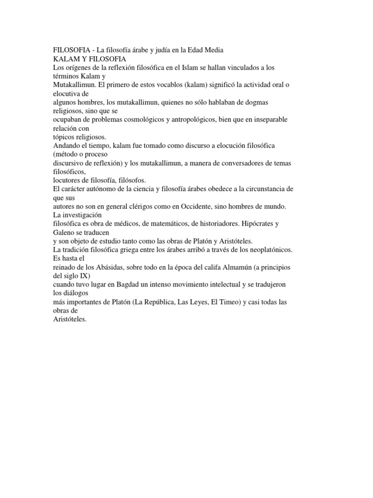 La Filosofía Árabe y Judía en La Edad Media | PDF | Religión y ...