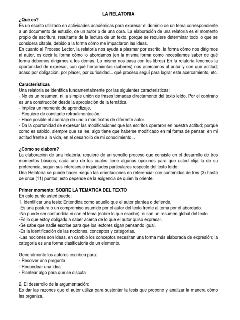 La Relatoria.3 | PDF | Lectura (proceso) | Autor