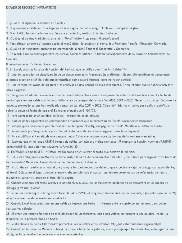 Examen de Recursos Informaticos | PDF