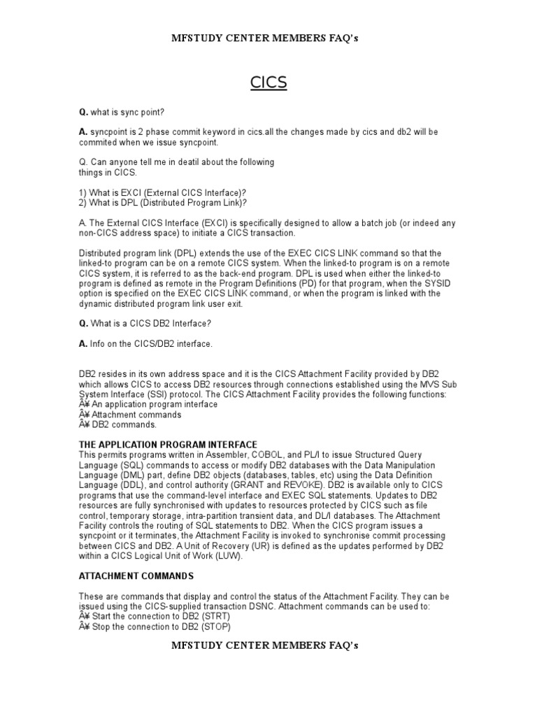 Mfaq Cics | PDF | Ibm Db2 | Databases