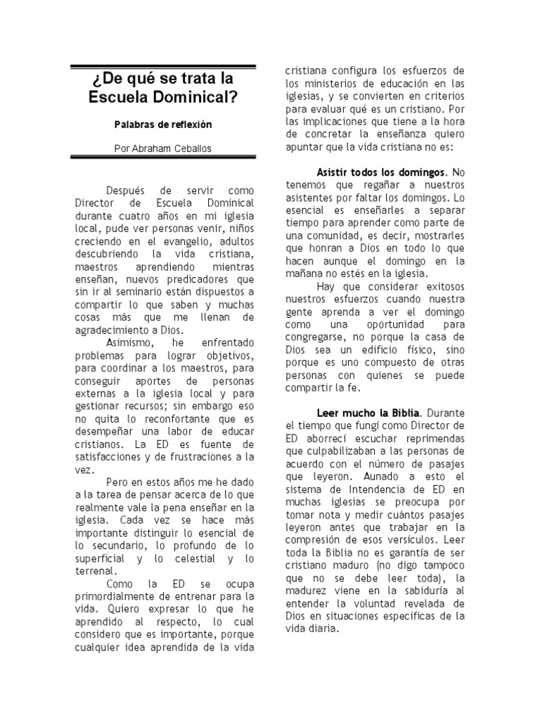 Reflexiones sobre Escuela Dominical | PDF | Dios | Iglesia Católica