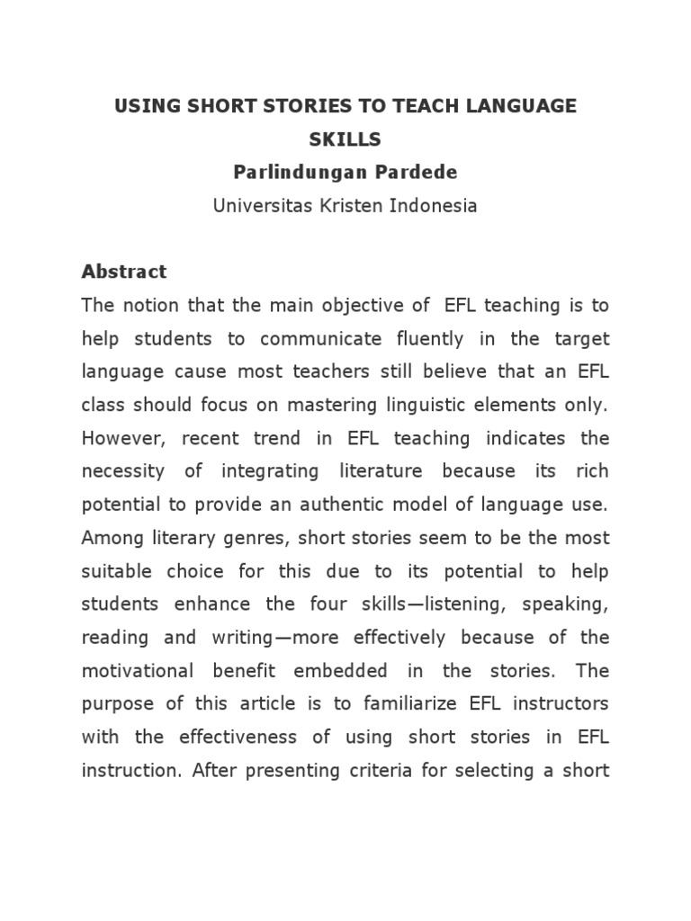Enhancing English Skills with Short Stories | PDF | English As A Second ...