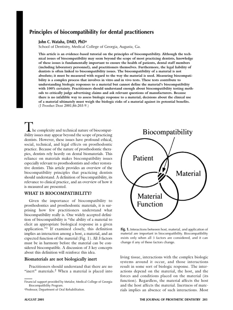 Principles of Biocompatibility For Dental Practitioners ISO | PDF ...