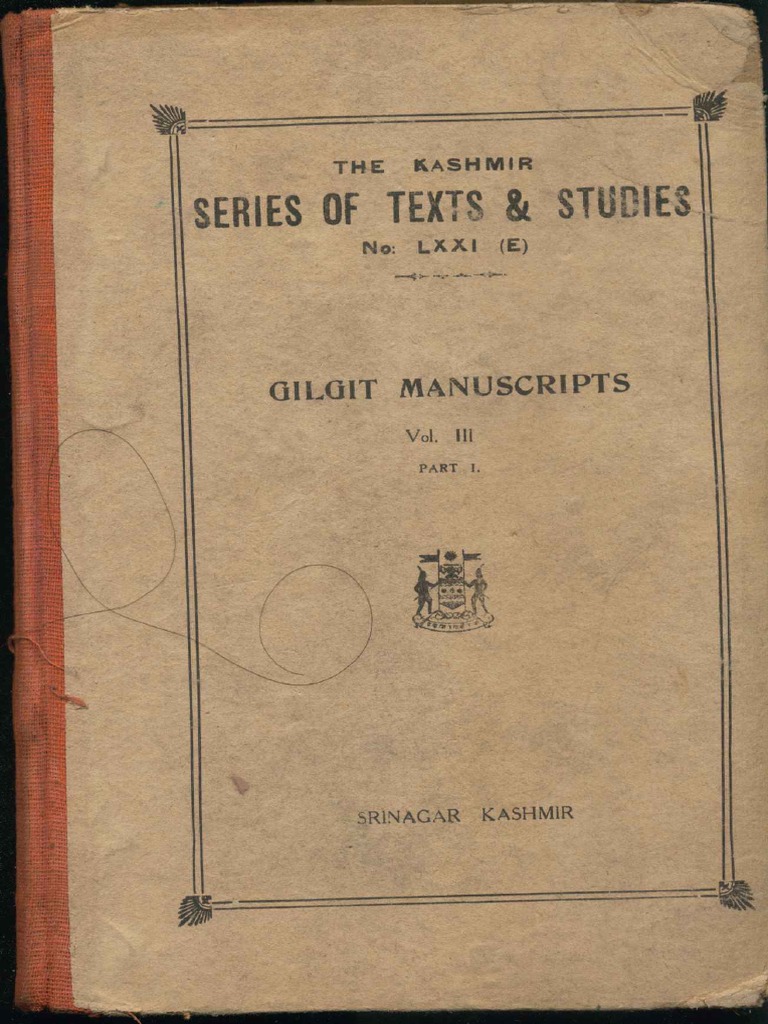 Gilgit Manuscripts Voll III Part I - KSTS Series 71 | PDF