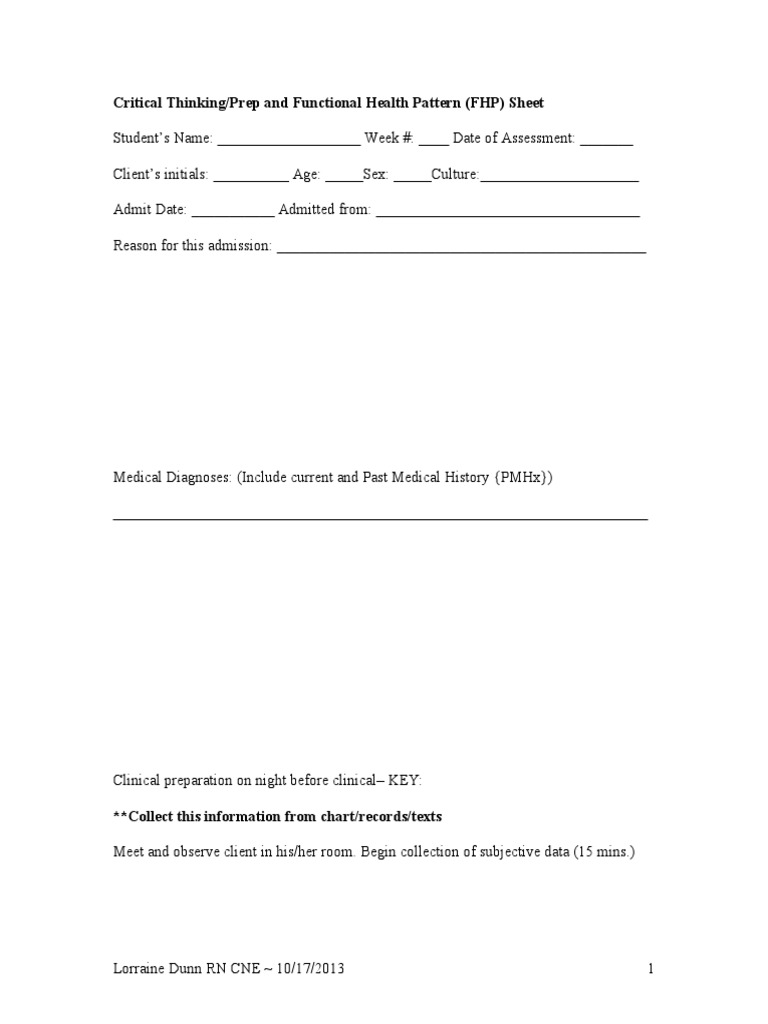 Critical Thinking FHP Worksheet | PDF | Medical Diagnosis | Urinary ...