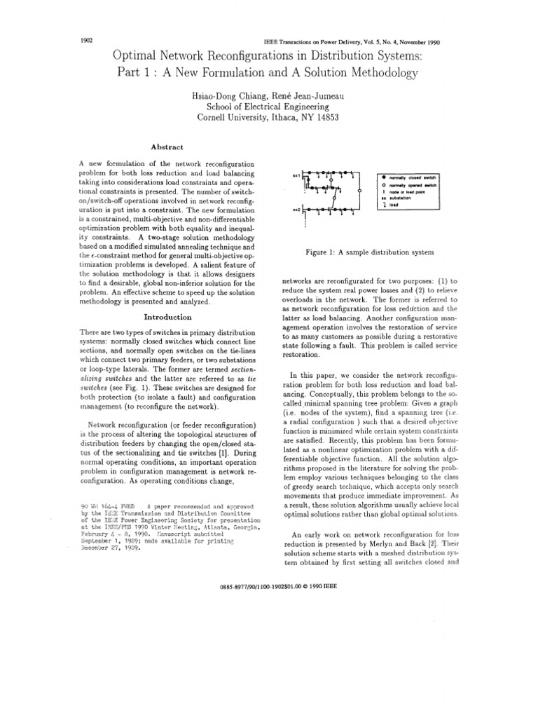 Optimal Network Reconfigurations in Distribution Systems | PDF | Mathematical Optimization ...