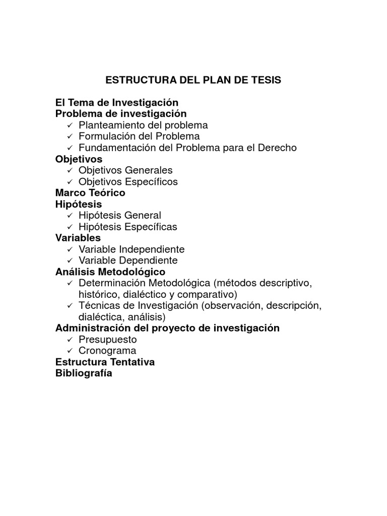 Estructura Del Plan de Tesis | PDF