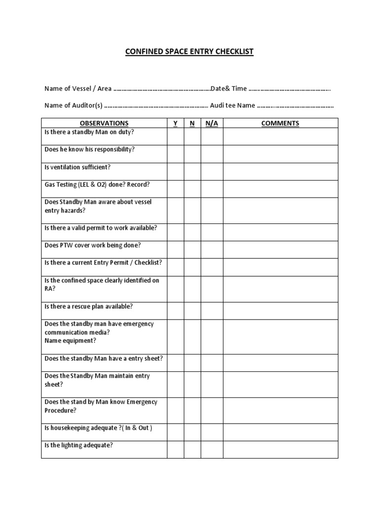 Ensuring Safety in Confined Spaces: A Checklist for Confined Space ...