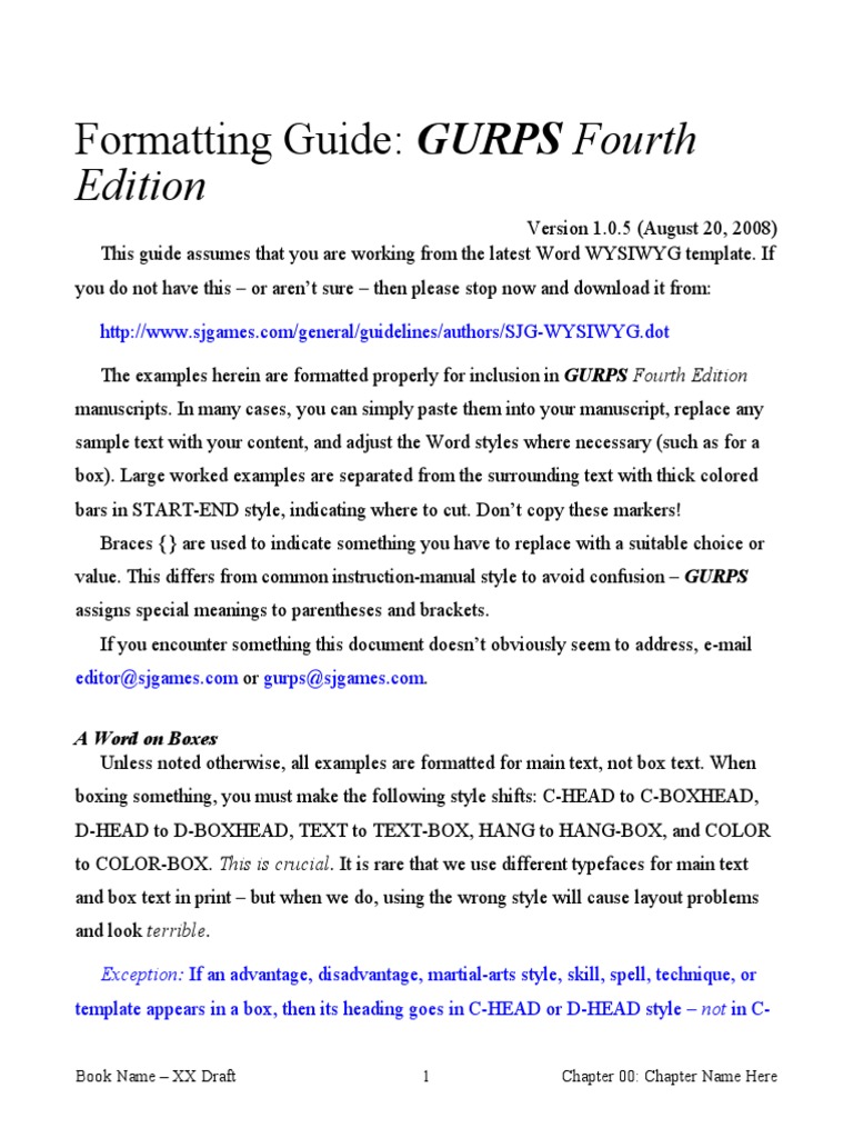 Edition: Formatting Guide: GURPS Fourth | PDF | Bracket | Letter Case
