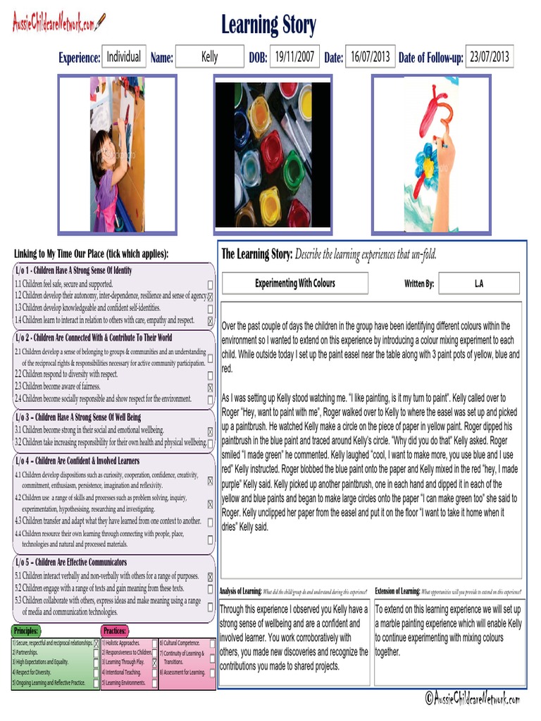 Oosh Learning Stories Sample | PDF | Well Being | Learning