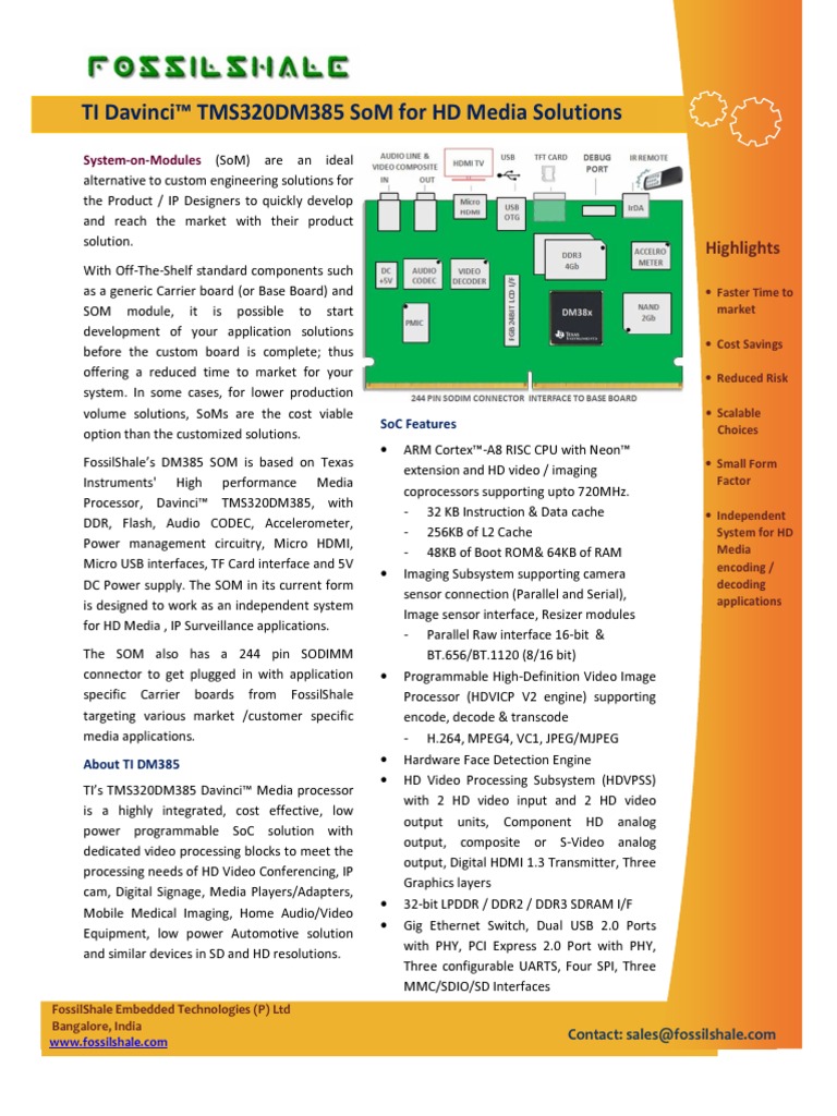 TI Davinci DM385 Based SBC (Single Board Computer) | PDF | Hdmi | Arm Architecture