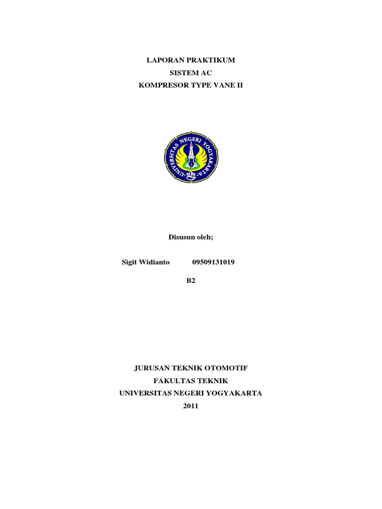 Laporan Praktikum Kompresor Vane | PDF | Teknologi & Rekayasa