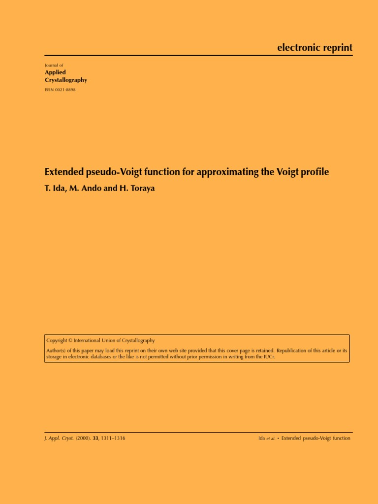 Extended Pseudo-Voigt Function For Approximating The Voigt Profile ...