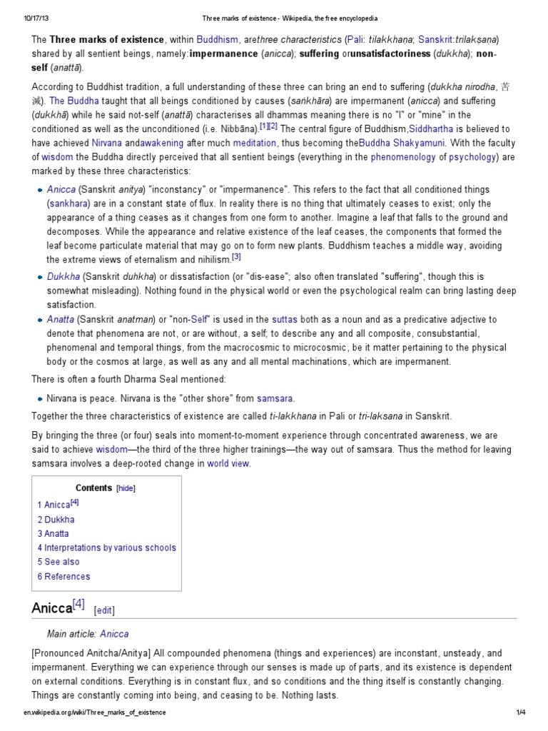 Three Marks of Existence | PDF | Buddha Nature | Dukkha