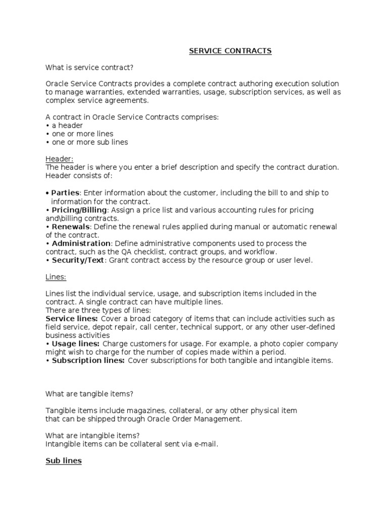 Basics of Oracle Service Contracts | PDF | Oracle Database | Product Lifecycle