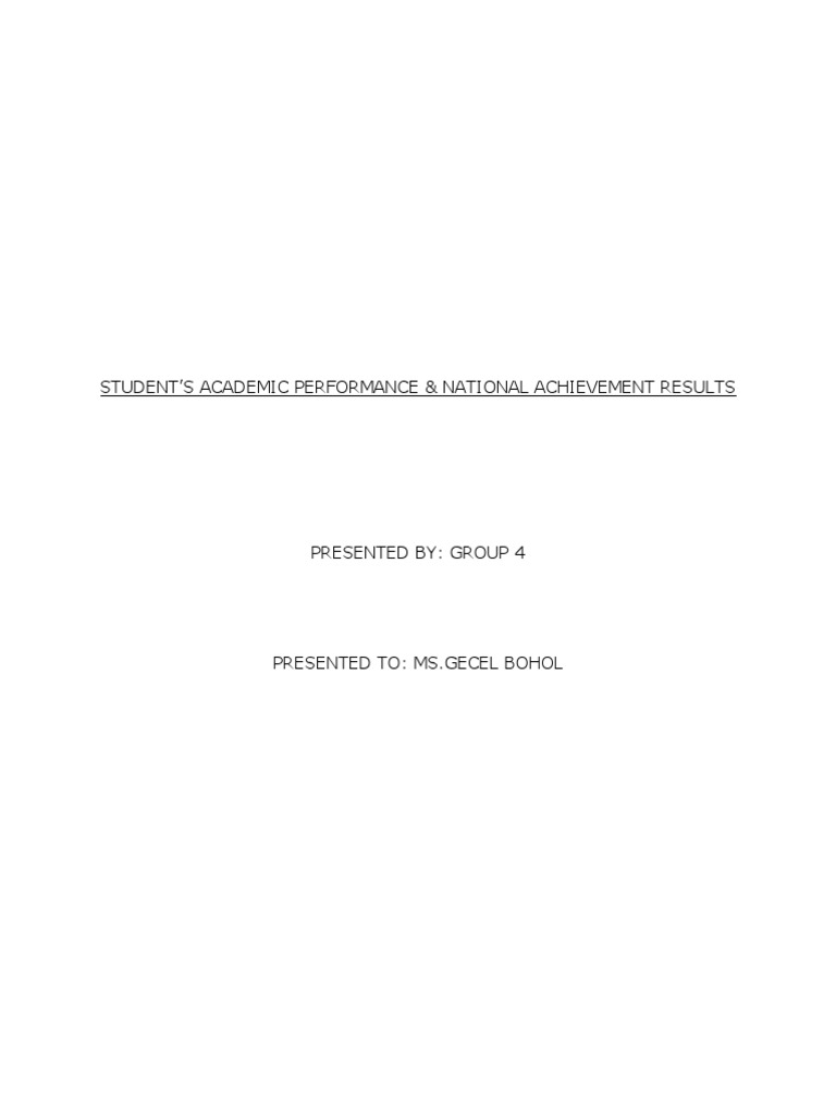 Student'S Academic Performance & National Achievement Results | PDF ...