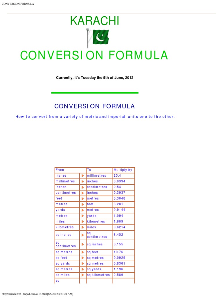 Conversion Formula | PDF | Litre | Pound (Mass)