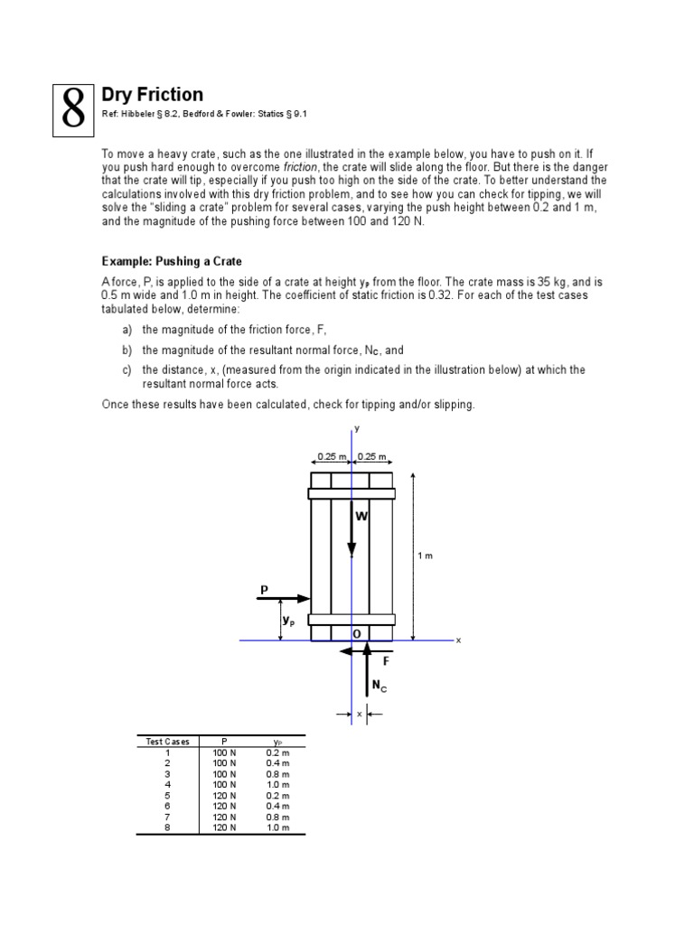 Dry Friction: Example: Pushing A Crate | PDF | Friction | Teaching ...