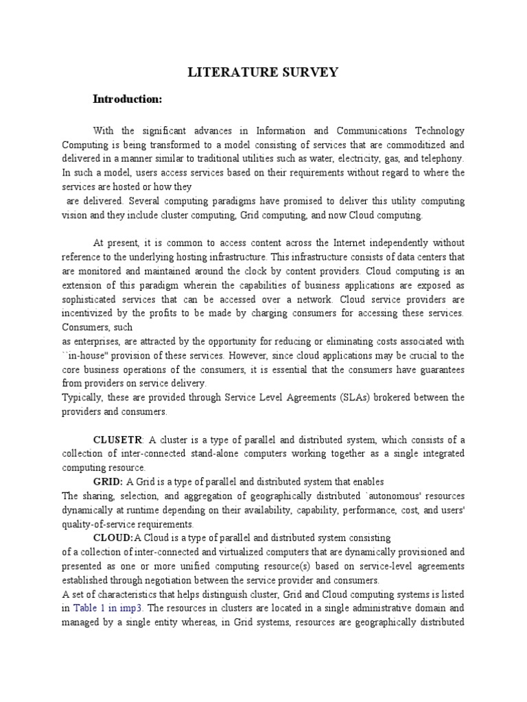 Sravan Literature Survey | PDF | Cloud Computing | Apache Hadoop