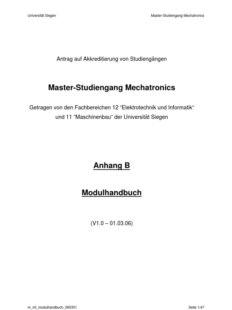 MSC Mechatronics Syllabus | PDF | Electrical Network | Control Theory