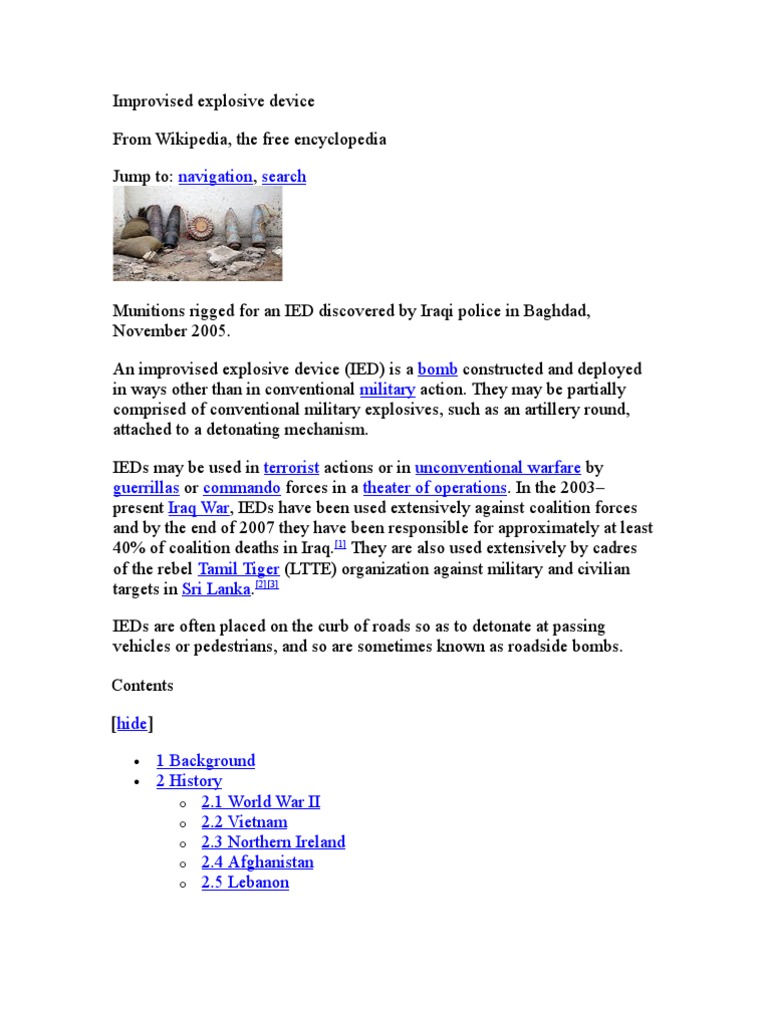 Improvised Explosive Device | PDF | Improvised Explosive Device | Bomb ...