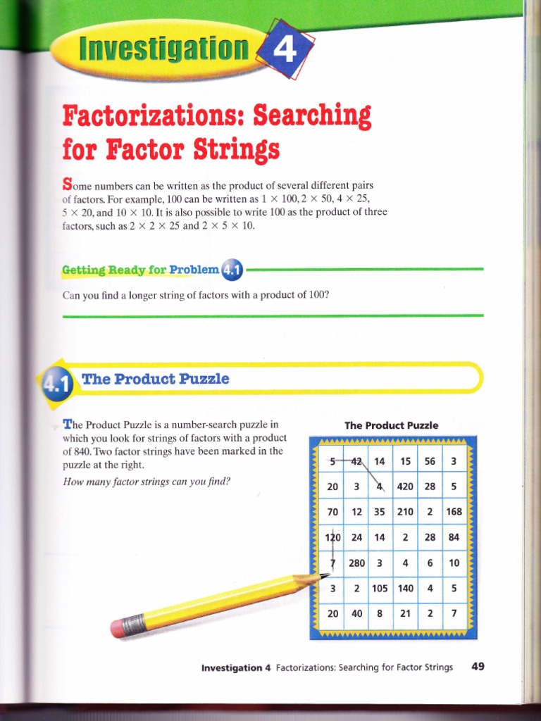 CM2 Prime Time 4.1 The Product Puzzle | PDF | Numbers | Mathematical ...